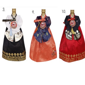 Wine Bottle Cover Set of 3 Korean Traditional Hanbok Clothes Queen 30-8 ...
