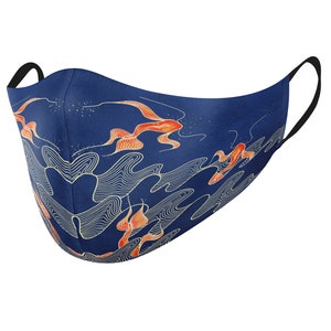 Three Layers Face Mask, Koi Fish Design Face Mask, Reusable Face Mask ...