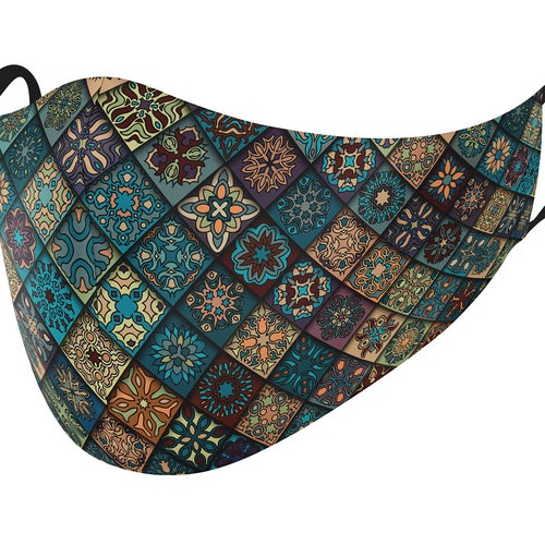 Three Layers Face Mask Mandala Mosaic Face Mask Reusable | Etsy