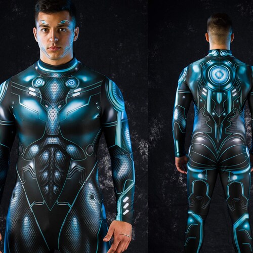 BLUE CYBER HERO Halloween Costume for Men Adult Halloween - Etsy
