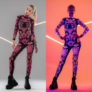 2color Rave Costume, UV Light Reactive Costume for Women, Cosplay Costume, Fluorescent Costume ...