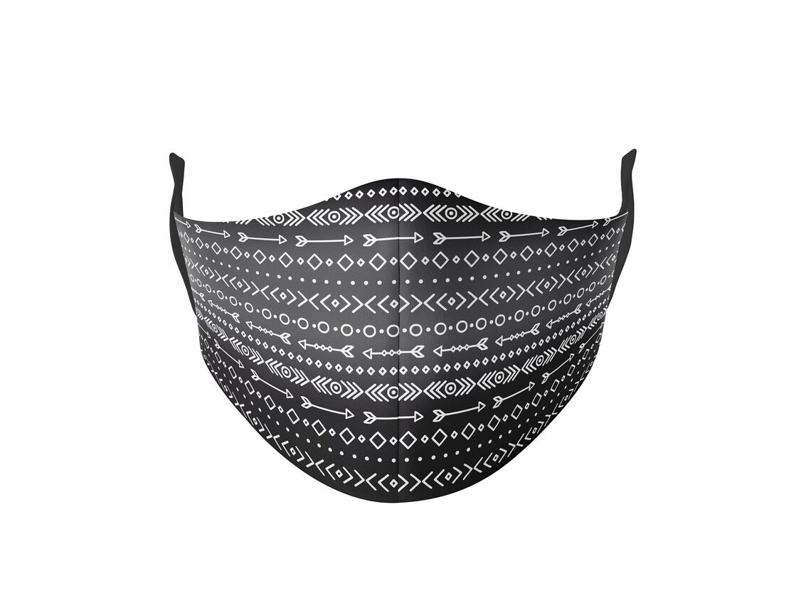 Three Layers Face Mask Black Tribal Face Mask Reusable Face | Etsy