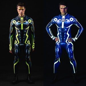 CYBER TRON UV Reactive Costume for Men, Adult Halloween Costume, Robot ...