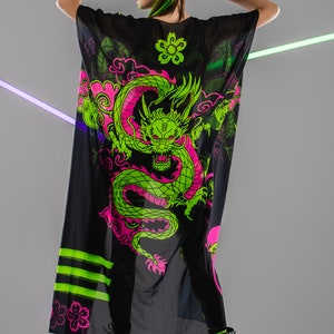 CHINESE DRAGONS UV Light Set Costume, Neon Catsuit, Rave Onsie ...