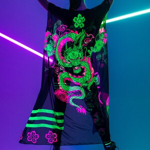 CHINESE DRAGONS UV Light Set Costume, Neon Catsuit, Rave Onsie ...