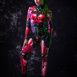 RED ANDROID Halloween Costume, Full Body Robot Costume for Women ...