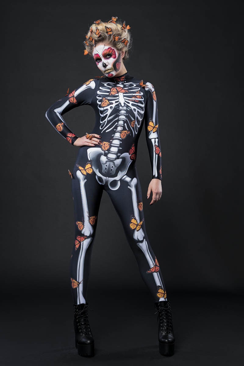 LADY BUTTERFLY Skeleton Halloween Costume & WINGS, Skeleton and ...