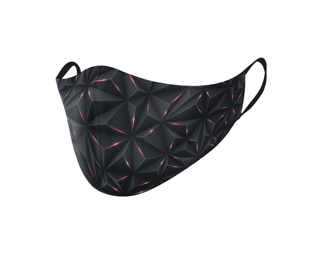 Three Layers Face Mask, Pink 3D Blocks Face Mask, Reusable Face Mask ...