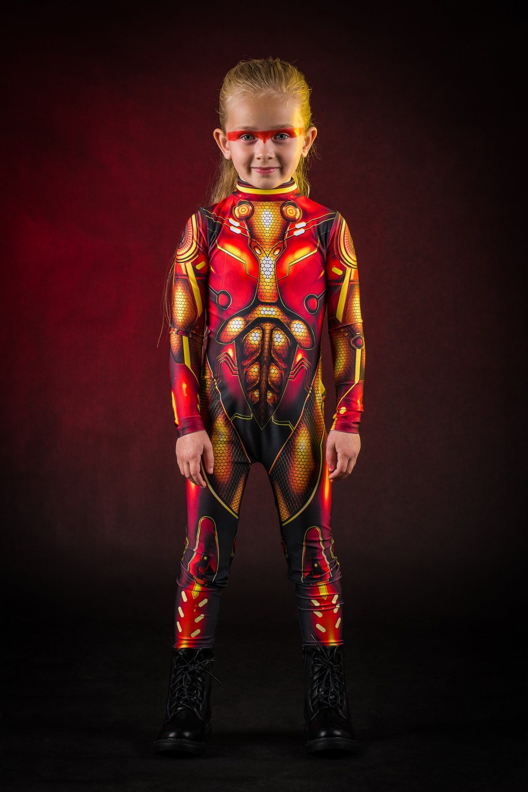 Red & Gold CYBER HERO Halloween Costume - KIDS Edition, Kids Full Body ...