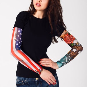 American Patriot Tattoo Tshirt, Temporary Tattoo, Tattoo Sleeve, Womens ...