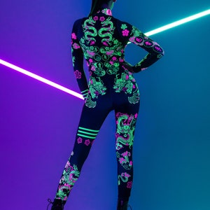 CHINESE DRAGONS Rave Costume, UV Light Reactive Costume for Women ...