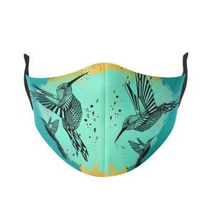 Three Layers Face Mask, Humming-bird Face Mask, Reusable Face Mask ...