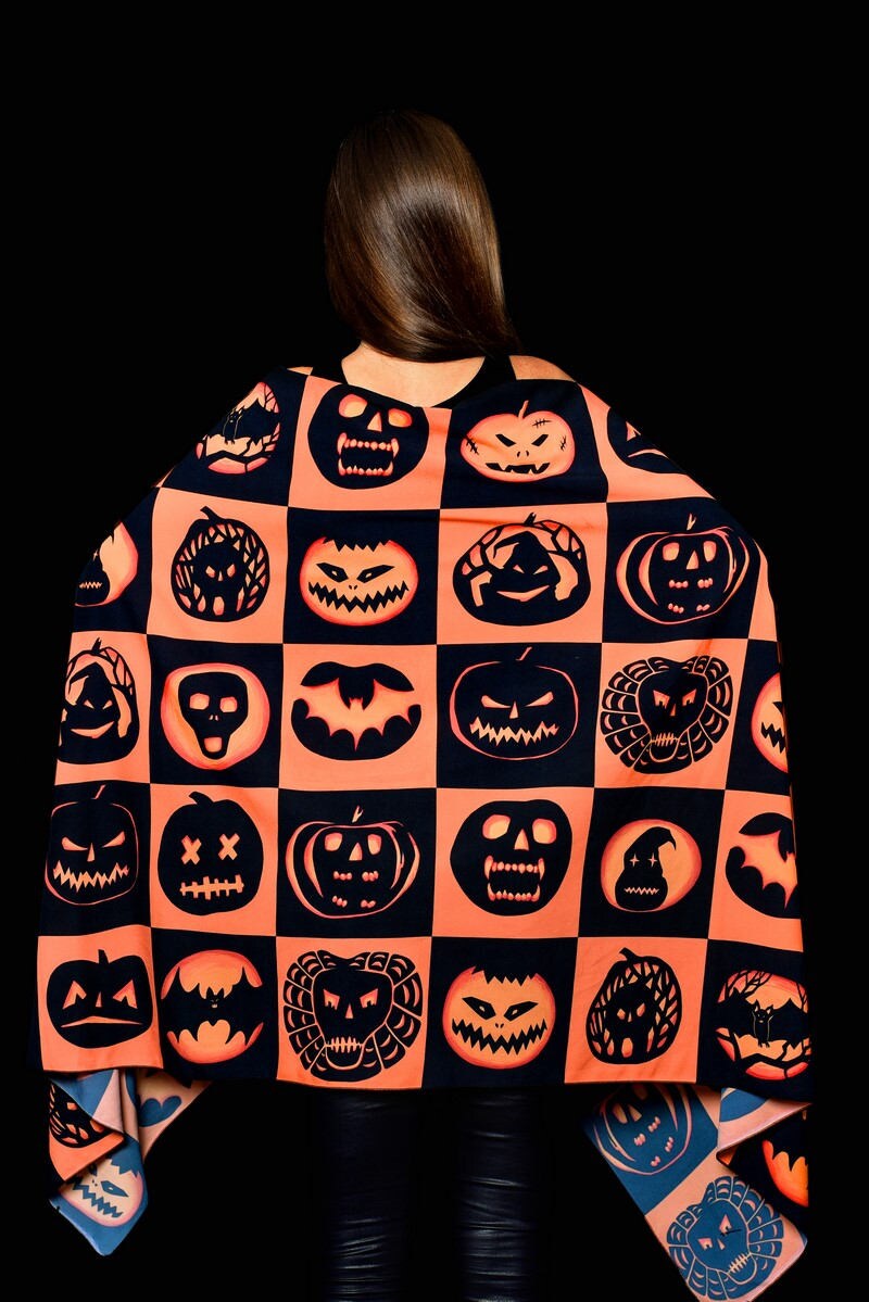 HALLOWEEN PUMPKINS Scarf, Pumpkin Printed Scarf, Shawl Wrap, Pumpkins ...