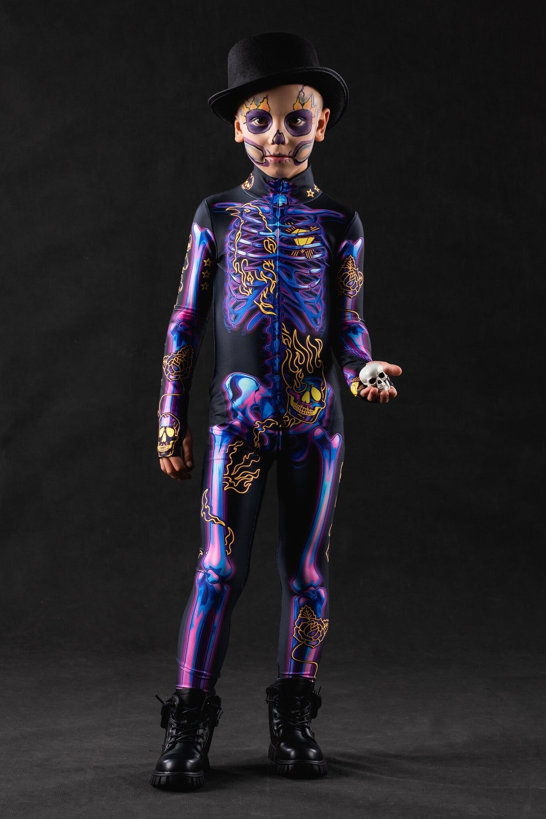 BLUE DOODLE Skeleton Halloween Costume, Kids Full Body Skeleton Costume ...