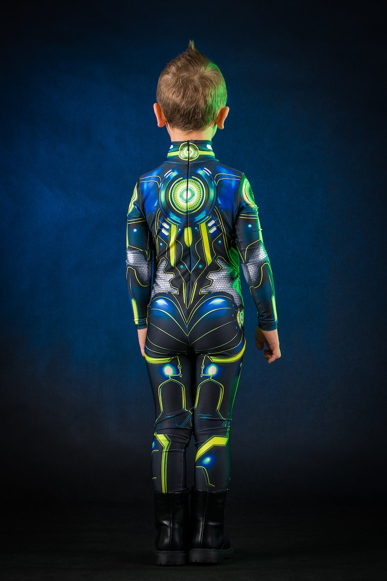 Green CYBER HERO Halloween Costume - KIDS Edition, Kids Full Body ...