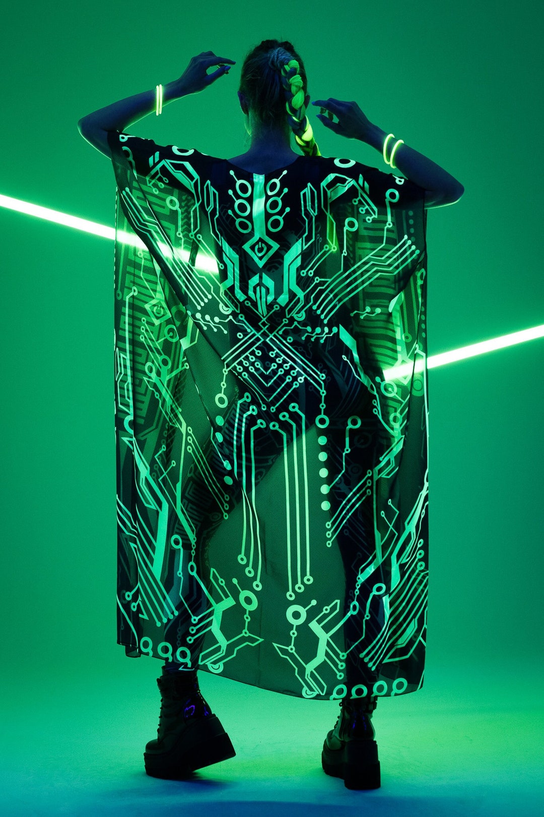 CYBER UV REACTIVE Kimono, Festival Kimono, Festival Outfit, Rave Kimono ...