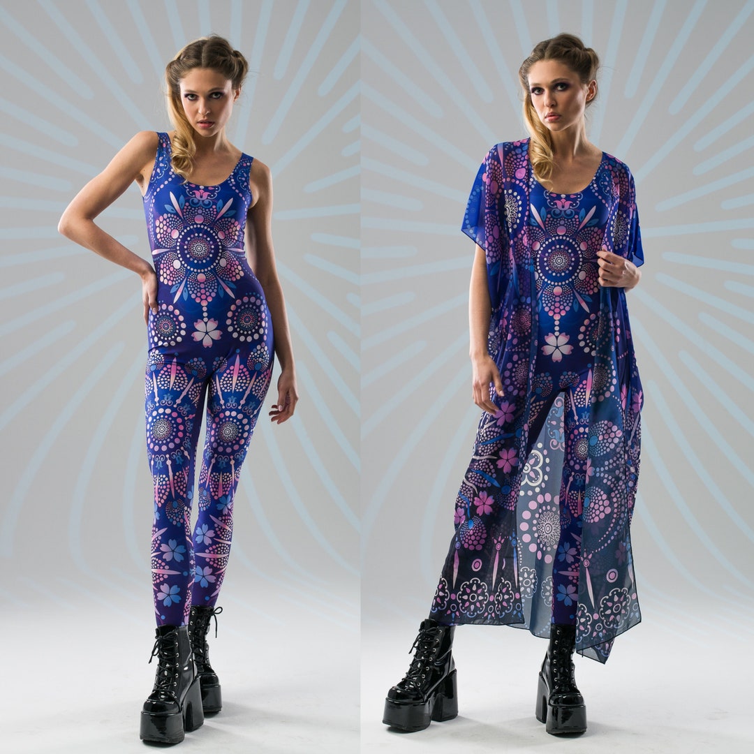 BLUE MANDALA BLISS Costume, Festival Jumpsuit, Rave Onsie, Fullbody ...