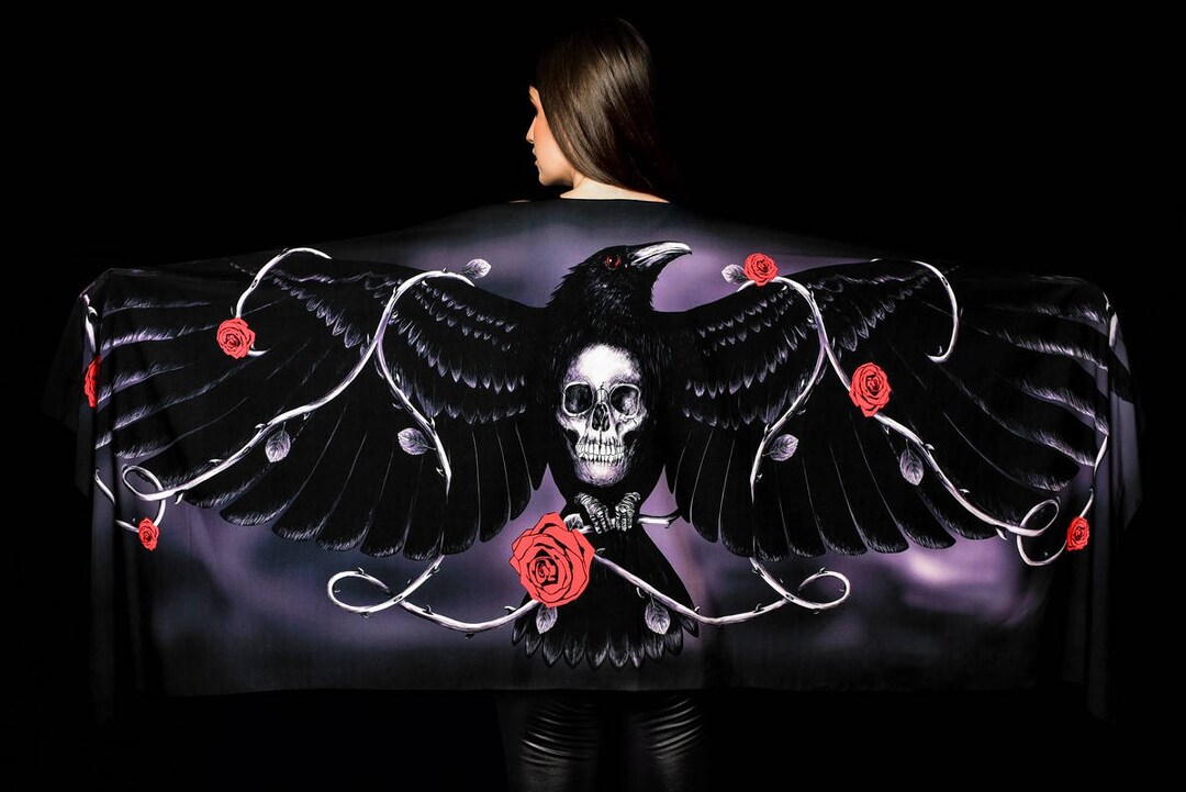 DARK RAVEN Scarf, Wings Scarf, Scarf Shawl, Womens Wrap, Wings Shawl ...