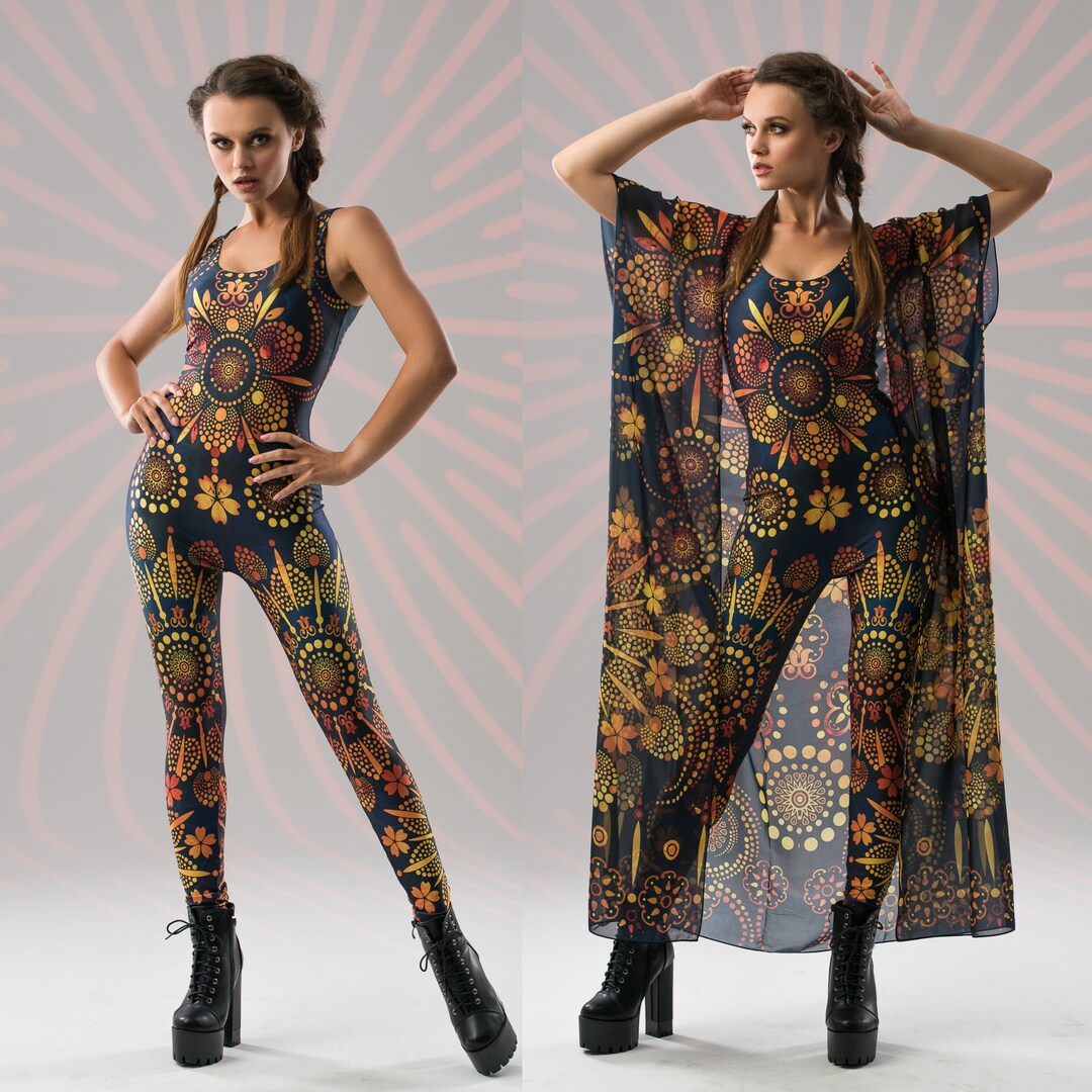 GOLD MANDALA BLISS Costume, Festival Jumpsuit, Rave Onsie, Fullbody ...
