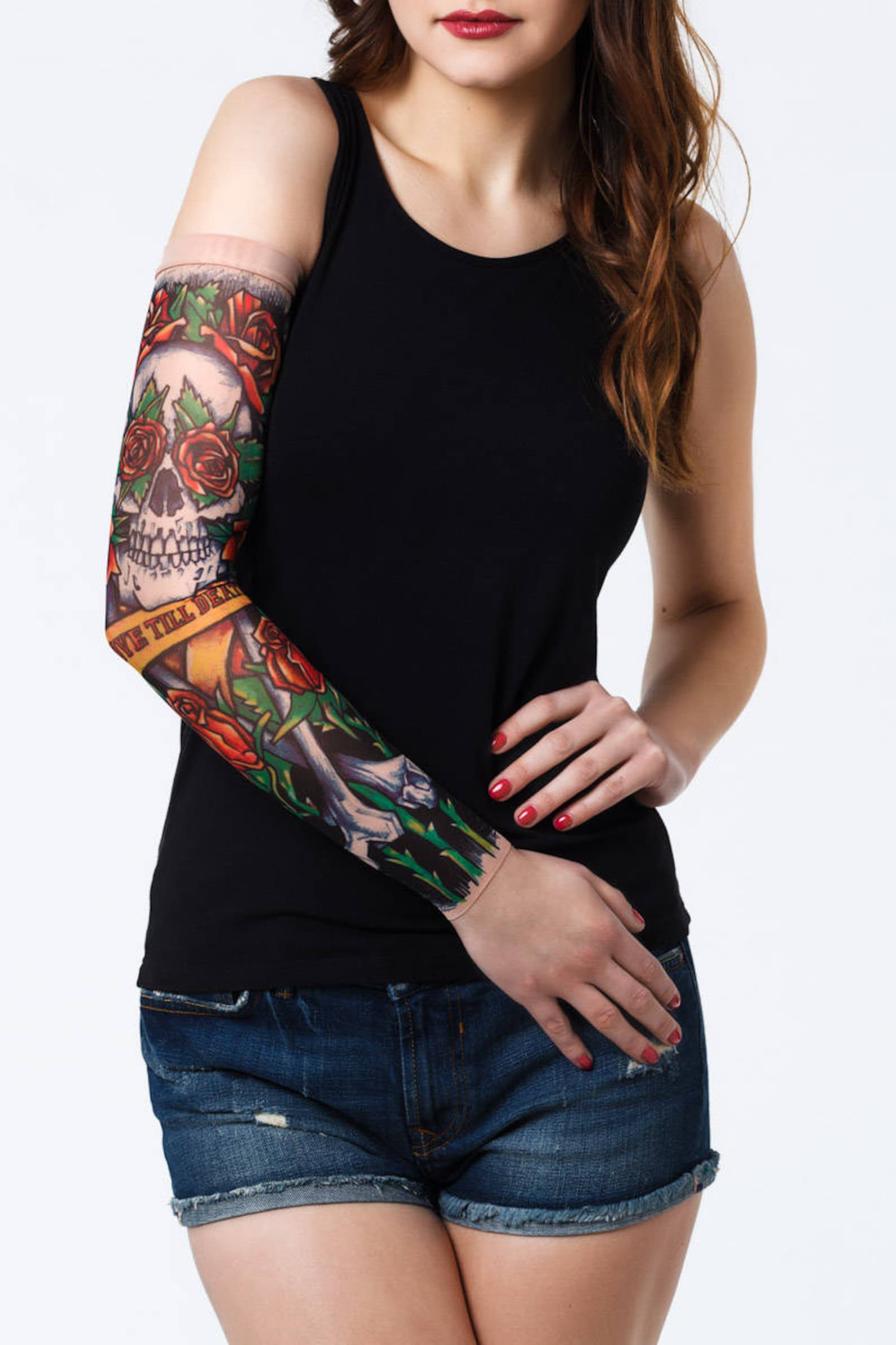 New Unisex LOVE TILL DEATH Mesh Tattoo Sleeve Fake Tattoo - Etsy