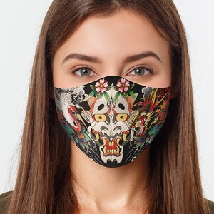 3 Layers Face Mask, Japanese Art Face Mask, Yakuza Reusable Face Mask ...