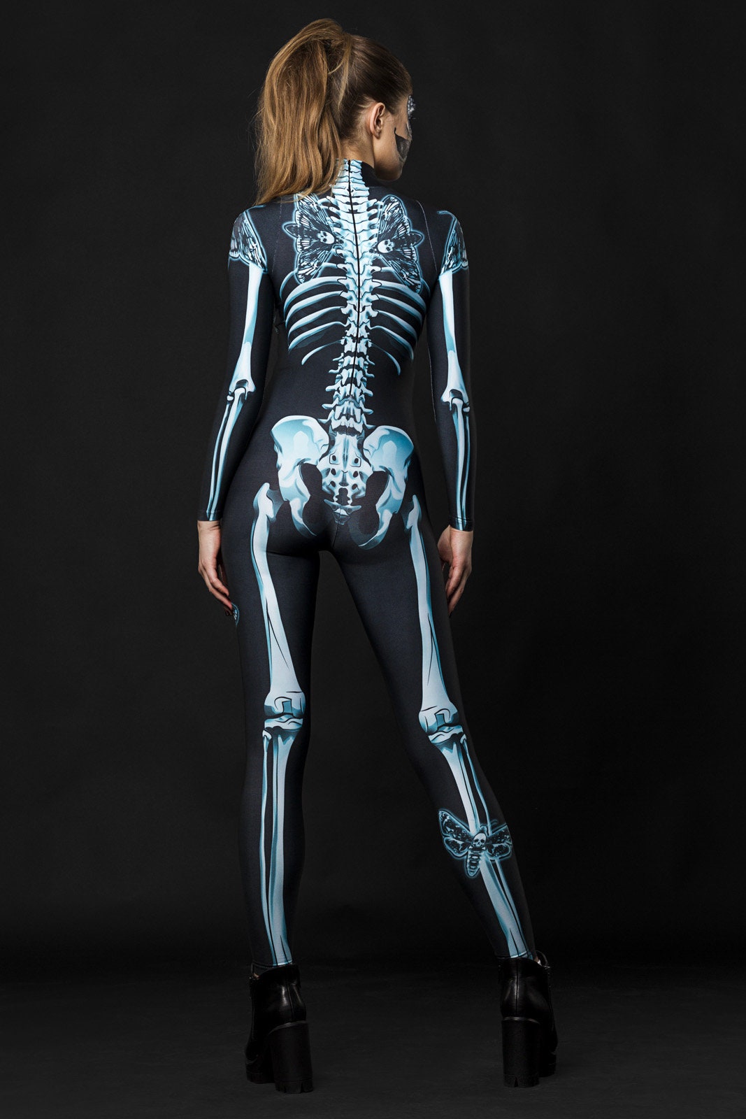 LADY MOTH Halloween Costume, Full Body Skeleton Costume, Adult Skeleton ...