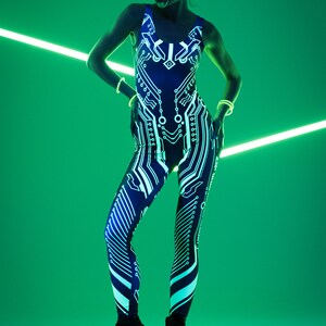 CYBER UV REACTIVE Jumpsuit, Neon Bodysuit, Rave Onsie, Festival Outfit ...