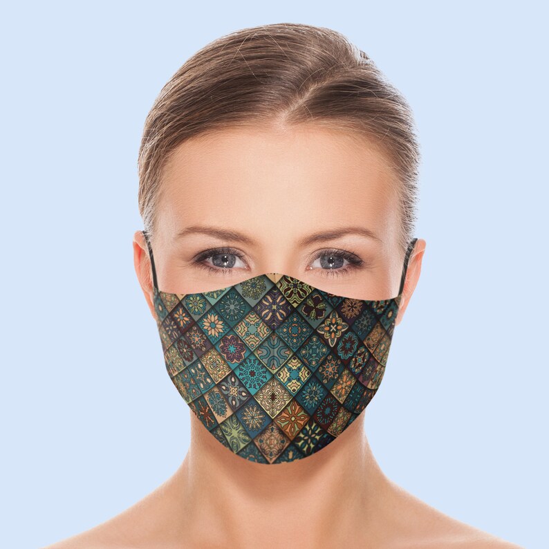 Three Layers Face Mask Mandala Mosaic Face Mask Reusable - Etsy