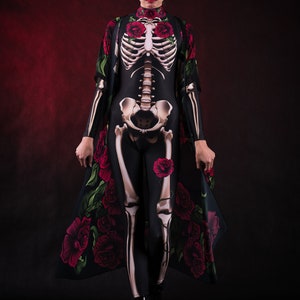 LADY DEATH Halloween Costume With Kimono, Adult Full Body Skeleton ...