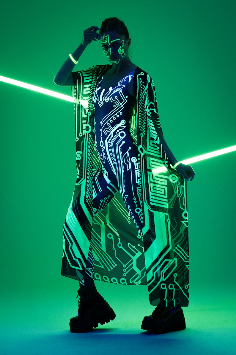 CYBER UV REACTIVE Jumpsuit, Neon Bodysuit, Rave Onsie, Festival Outfit ...