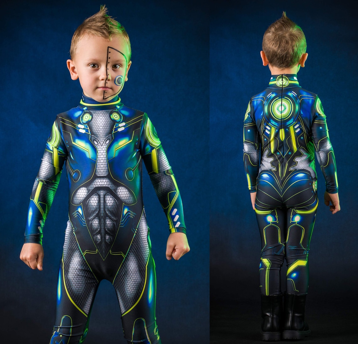 Green CYBER HERO Halloween Costume - KIDS Edition, Kids Full Body ...