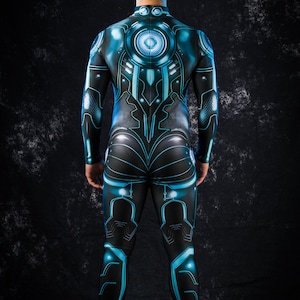 BLUE CYBER HERO Halloween Costume for Men, Adult Halloween Costume ...