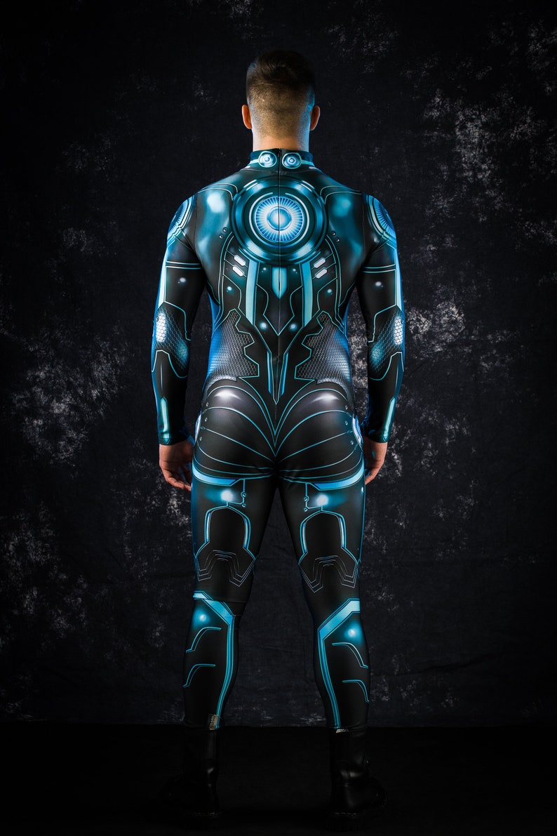 BLUE CYBER HERO Halloween Costume for Men, Adult Halloween Costume ...
