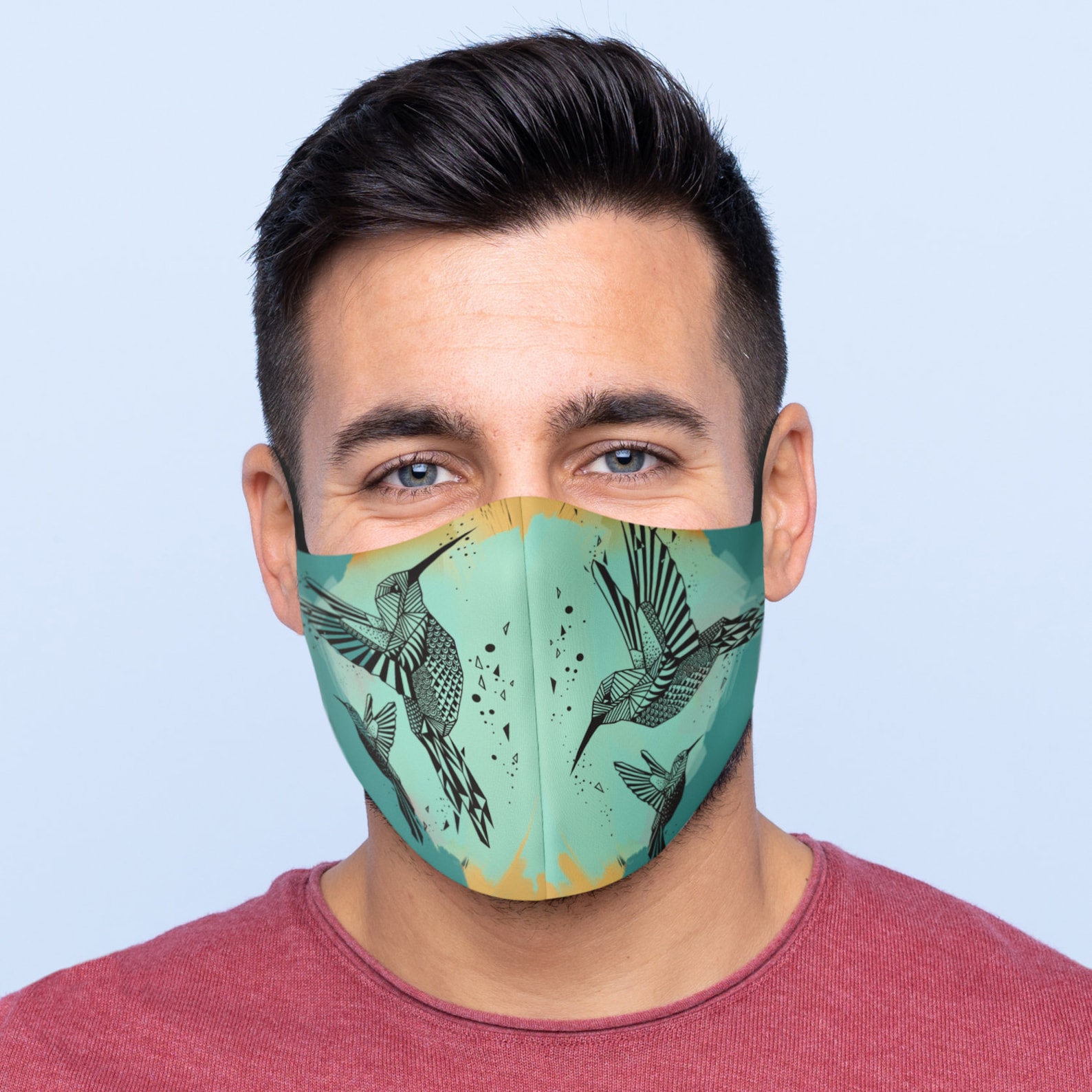 Three Layers Face Mask, Humming-bird Face Mask, Reusable Face Mask ...