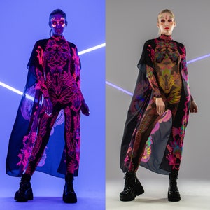 NEON FLOWERS FLUORESCENT Kimono, Festival Kimono, Festival Outfit, Rave ...