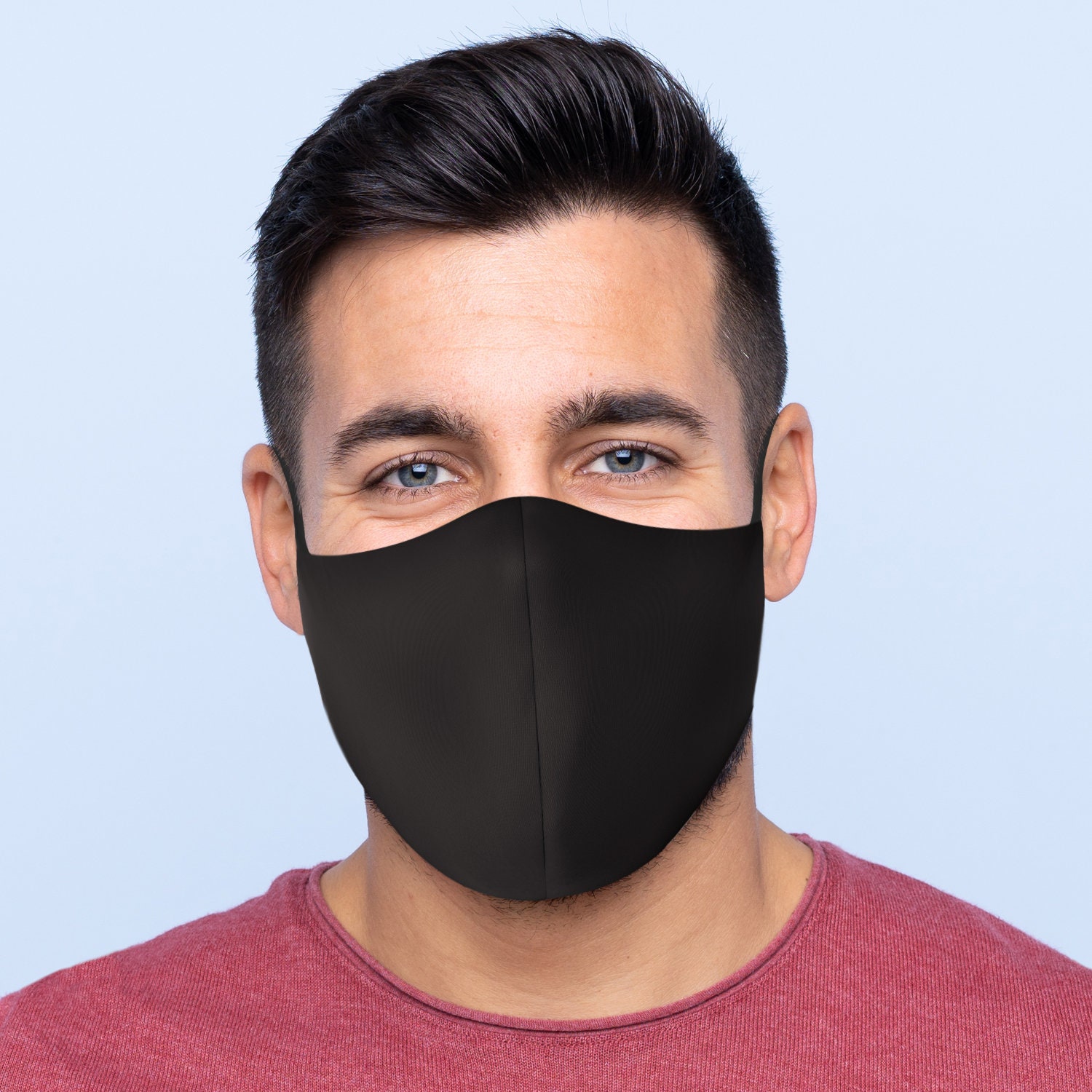 Three Layers Face Mask, All Black Face Mask, Reusable Face Mask ...