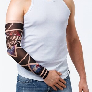New! - Unisex COSMIC MOTH Mesh Tattoo Sleeve, Fake Tattoo, Temporary ...