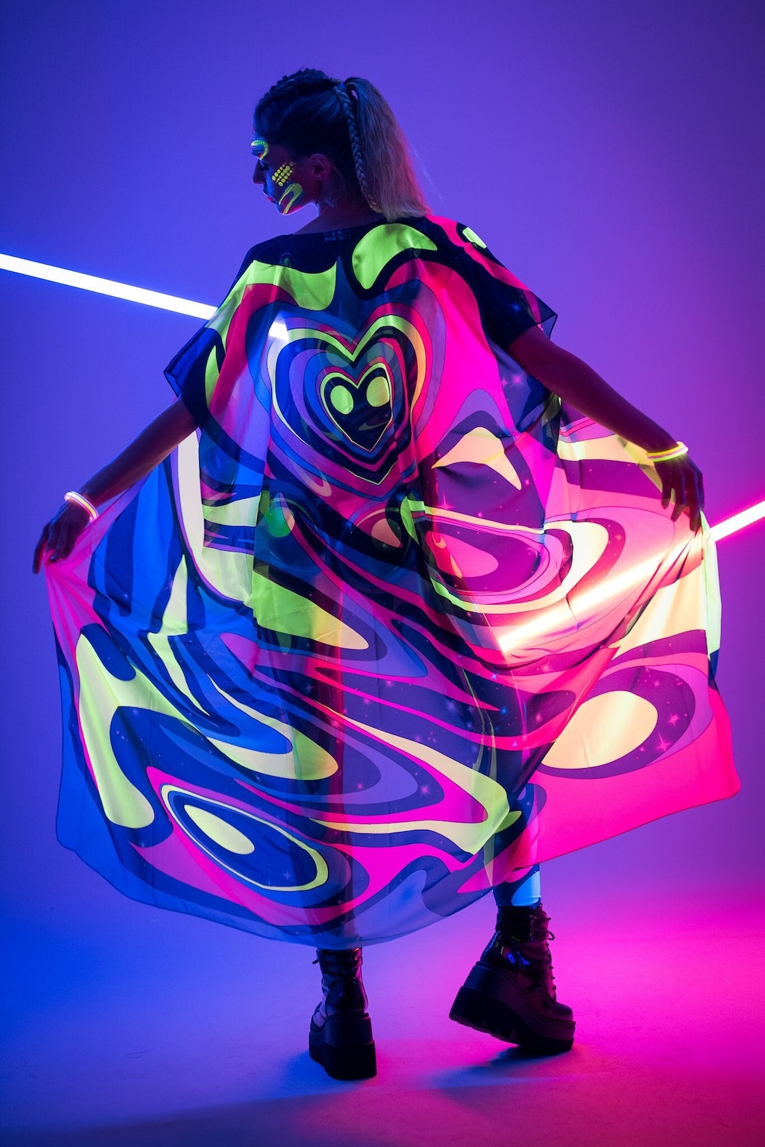 LIQUID UV Reactive Kimono, Festival Kimono, Festival Outfit, Rave ...
