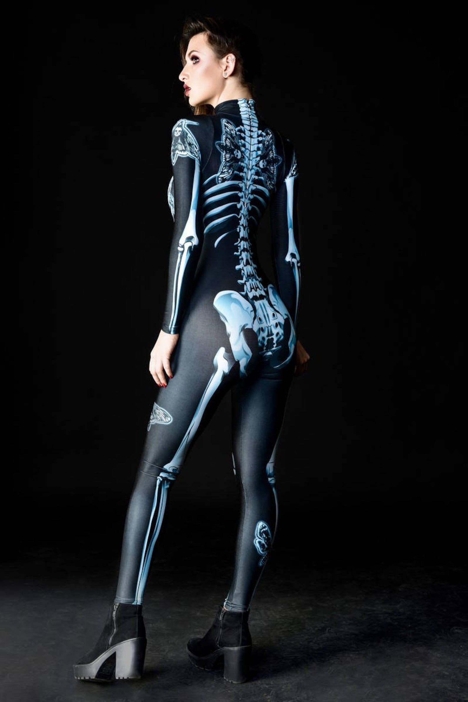 DARK SKELETON Halloween Costume, Gothic Skeleton Costume, Adult ...