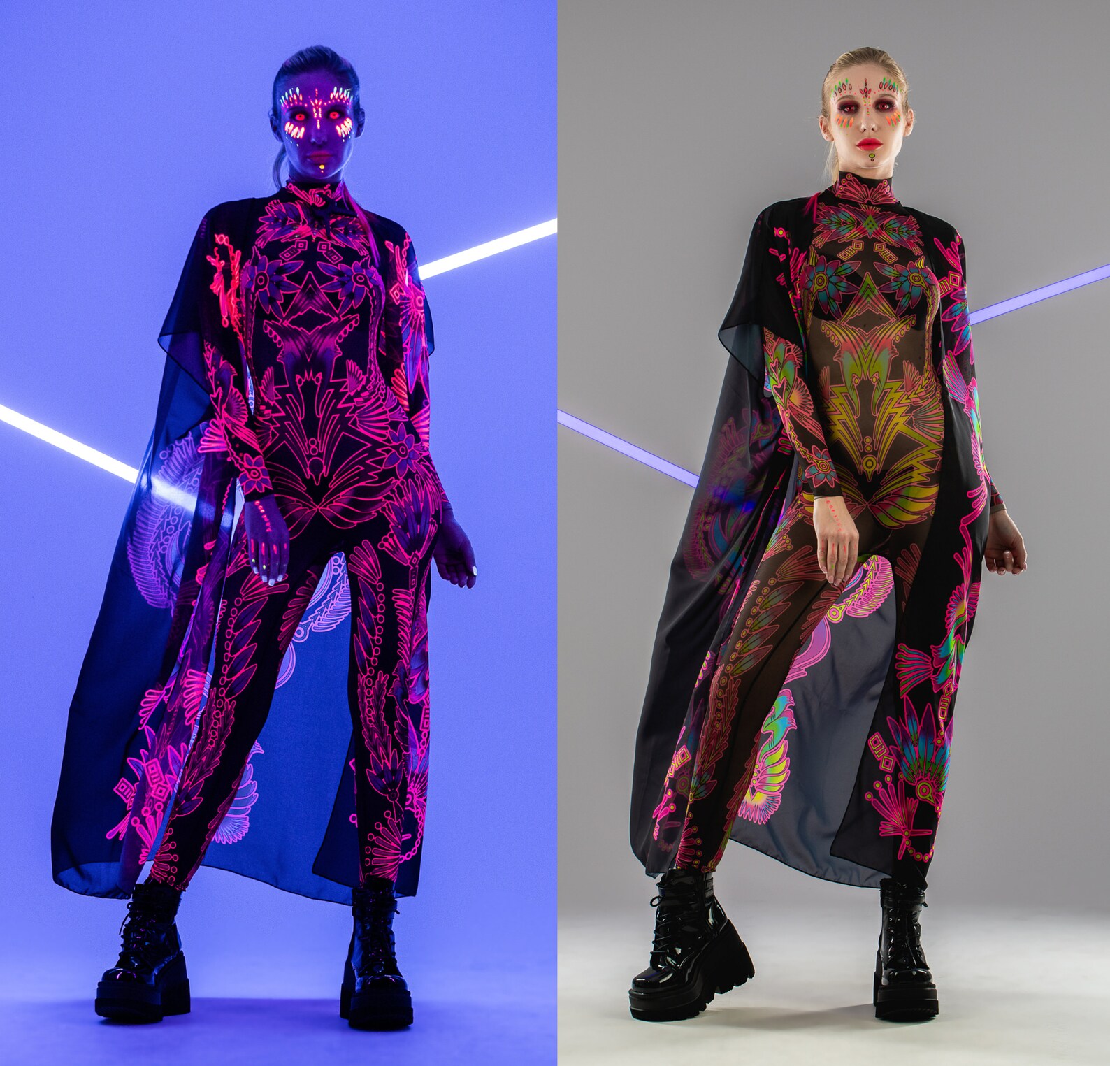 NEON FLOWERS FLUORESCENT Black Catsuit Rave Mesh Onsie - Etsy Australia