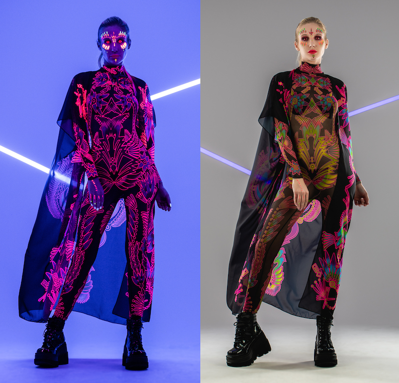 NEON FLOWERS FLUORESCENT Black Catsuit Rave Mesh Onsie - Etsy Australia