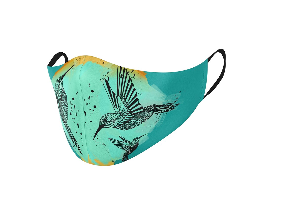 Three Layers Face Mask, Humming-bird Face Mask, Reusable Face Mask ...