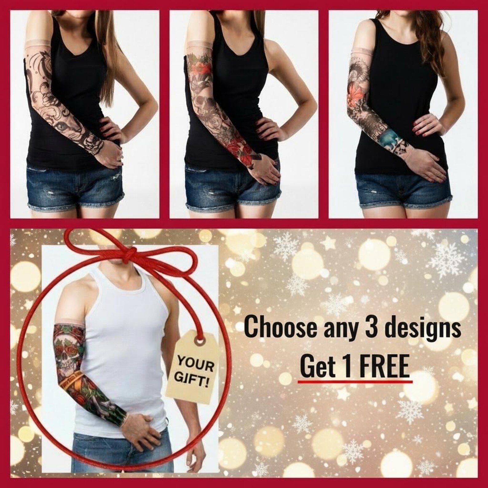 Mesh Tattoo Sleeve Gift Set, Large Fake Arm Design, Temporary Body Art ...