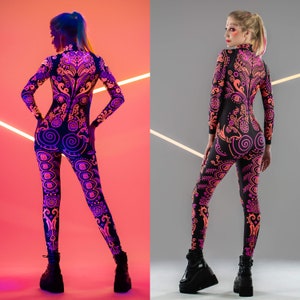 2color Rave Costume, UV Light Reactive Costume for Women, Cosplay Costume, Fluorescent Costume ...