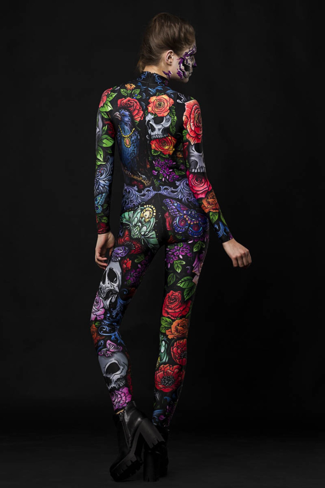 TATTOO STYLE Halloween Costume, Sexy Catsuit, Cosplay Outfit, Festival ...