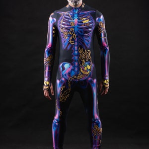 DOODLE SKELETON Costume for Men, Adult Halloween Costume, Blue Skeleton ...