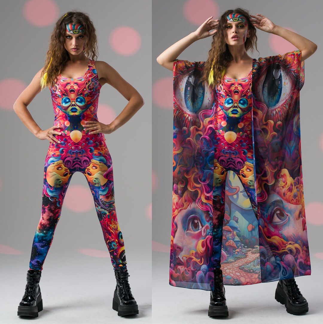 ABSTRACT WORLD Costume, Psychodelic Festival Jumpsuit, Rave Onsie ...