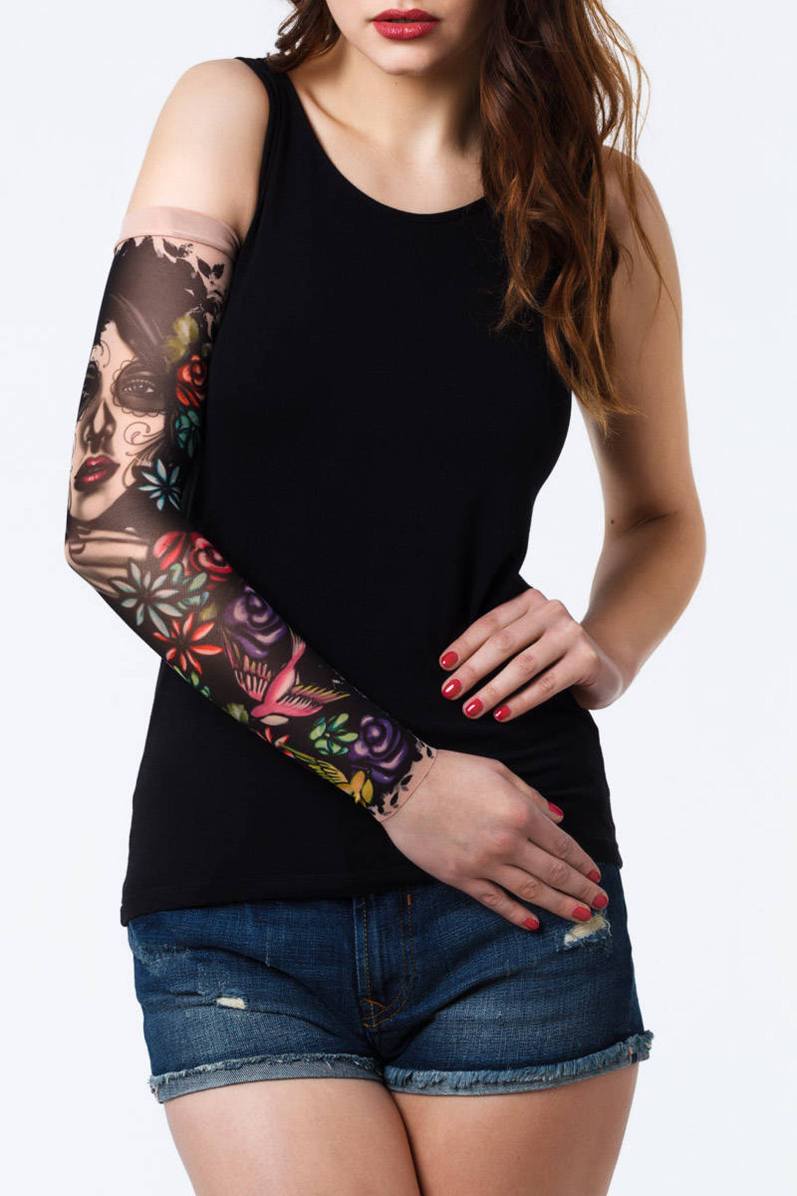 New Unisex MUERTA Mesh Tattoo Sleeve Temporary Tattoo | Etsy