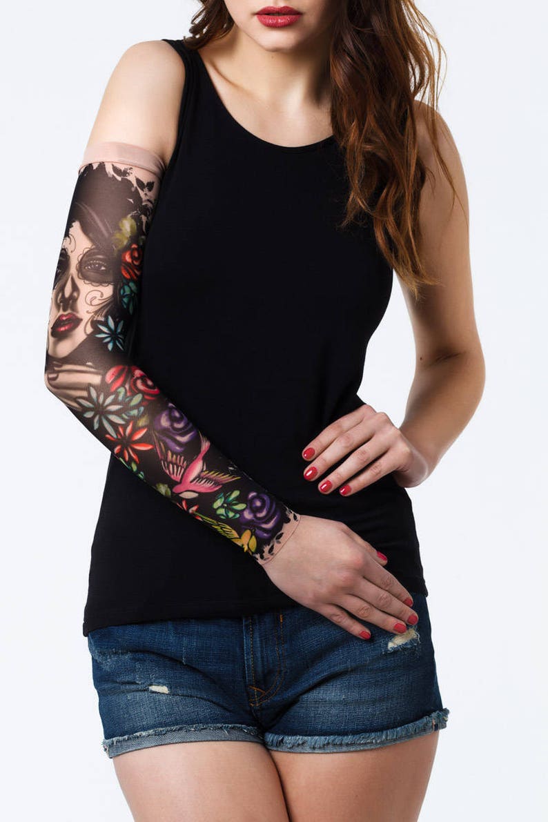 New Unisex MUERTA Mesh Tattoo Sleeve Temporary Tattoo | Etsy