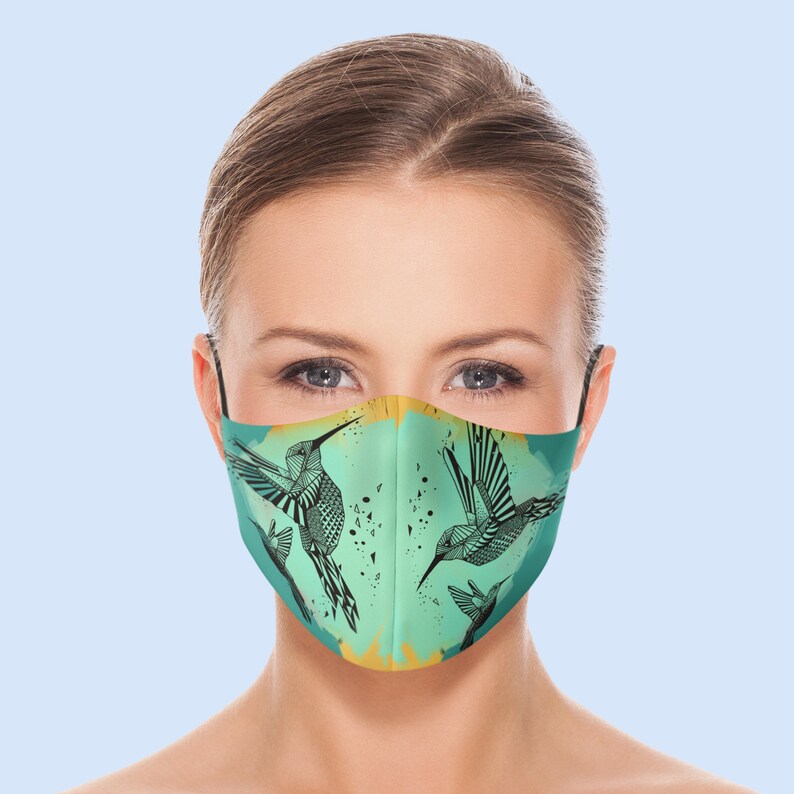 Three Layers Face Mask, Humming-bird Face Mask, Reusable Face Mask ...